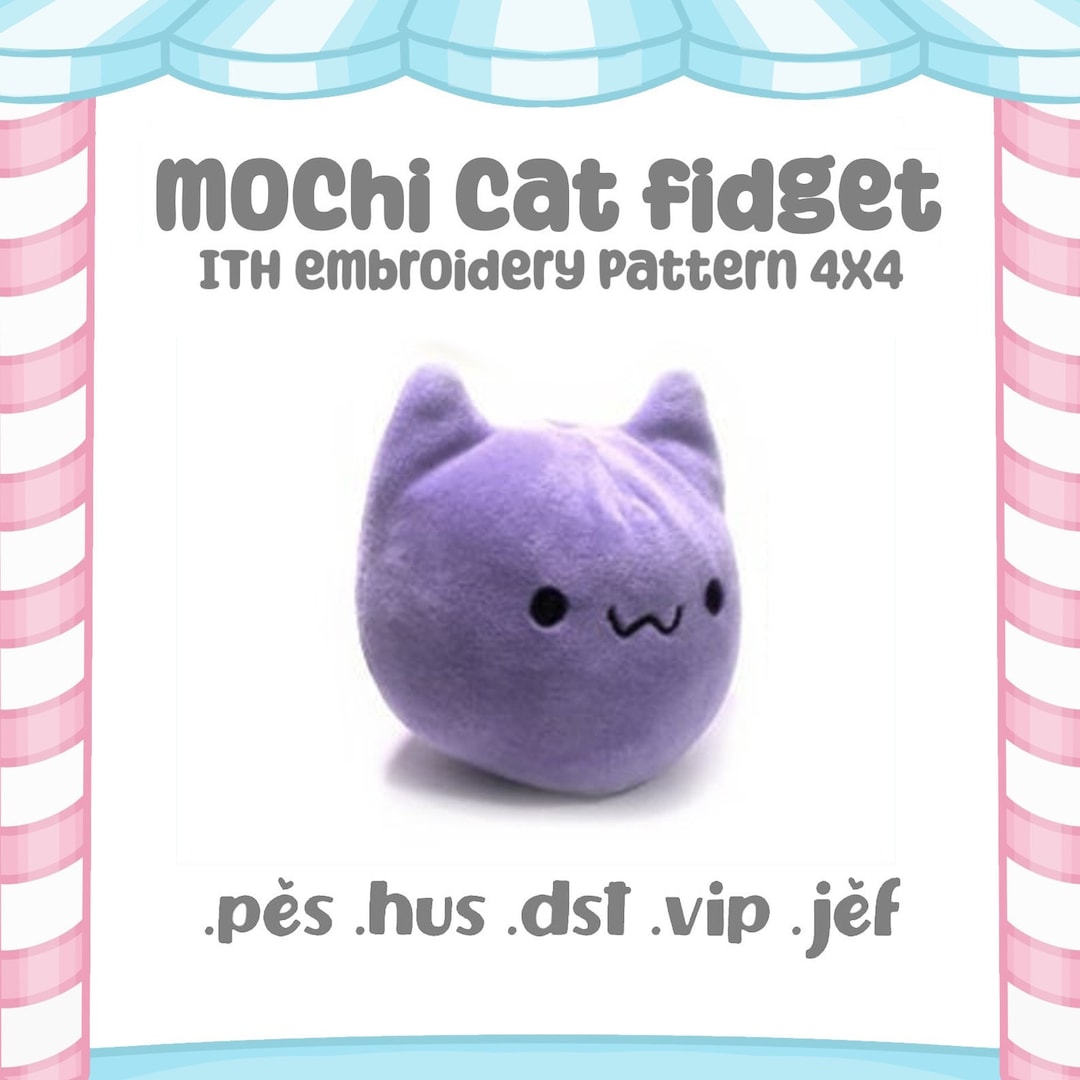 Mochi Cat Squishy Kawaii ITH Embroidery Machine Pattern (4x4 5x7 6x10 ...