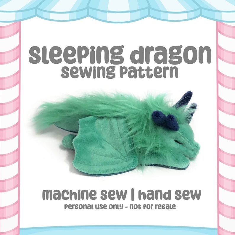 Sleeping Dragon Plush Sewing Pattern Easy Fantasy Medieval Toy Stuffie ...