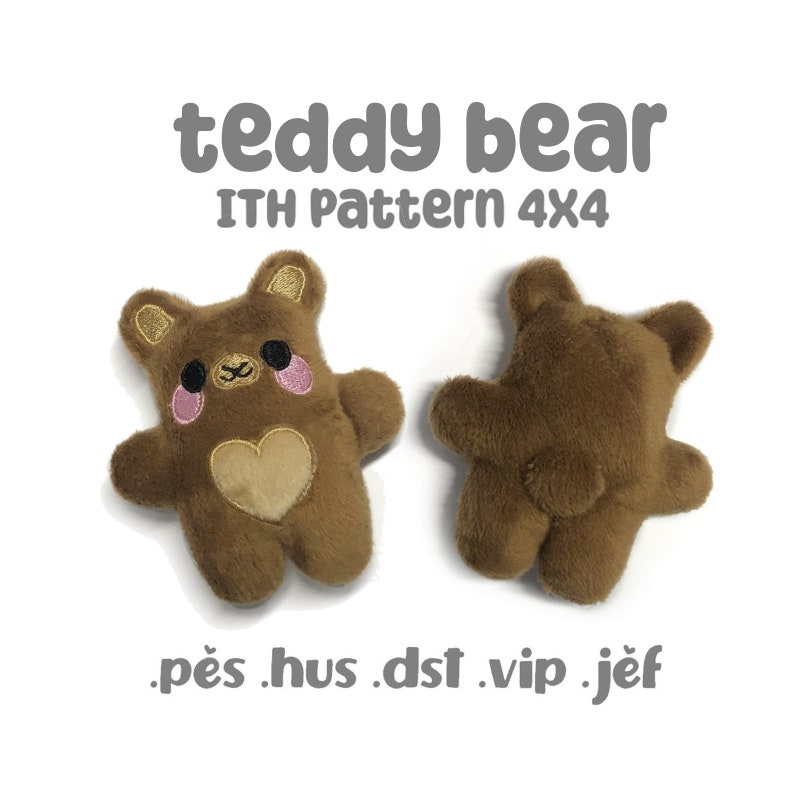 Tiny Teddy Bear ITH Embroidery Machine Plush Pattern (4x4) (digital ...