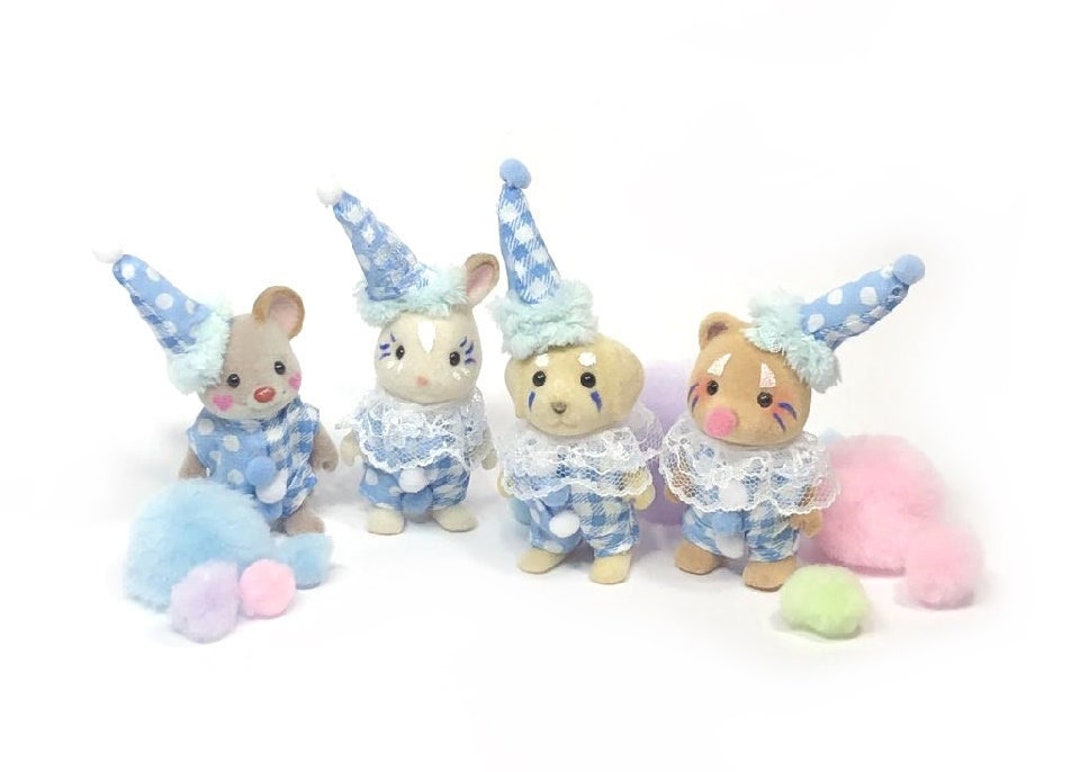 Calico Critters Blue Clown Handpainted Miniature Sylvanian - Etsy
