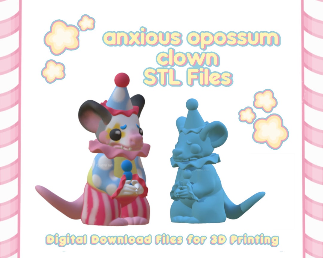 Anxious Opossum Clown Kawaii Resin STL Files 3D Print Figurine ...