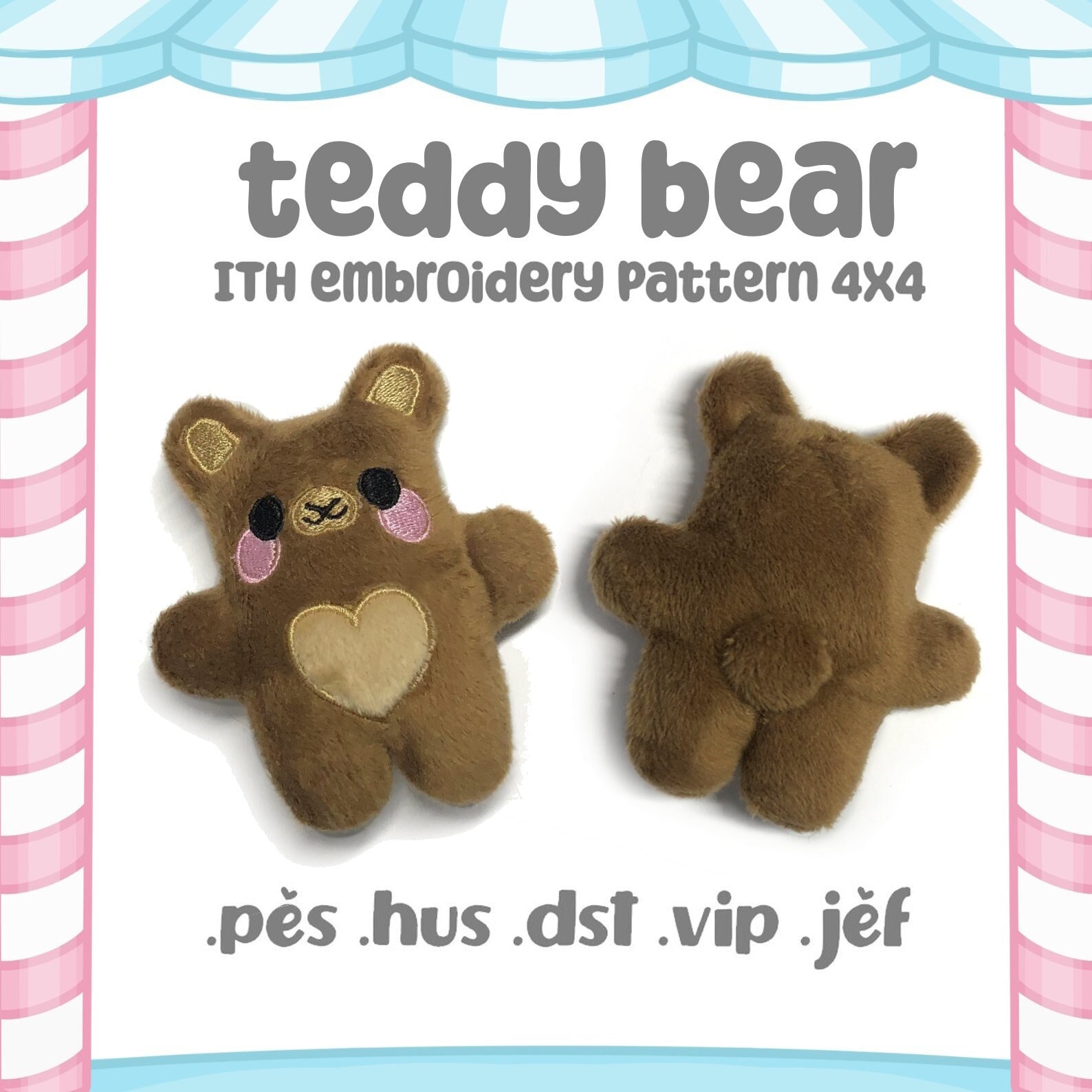 Tiny Teddy Bear ITH Embroidery Machine Plush Pattern (4x4) (digital ...