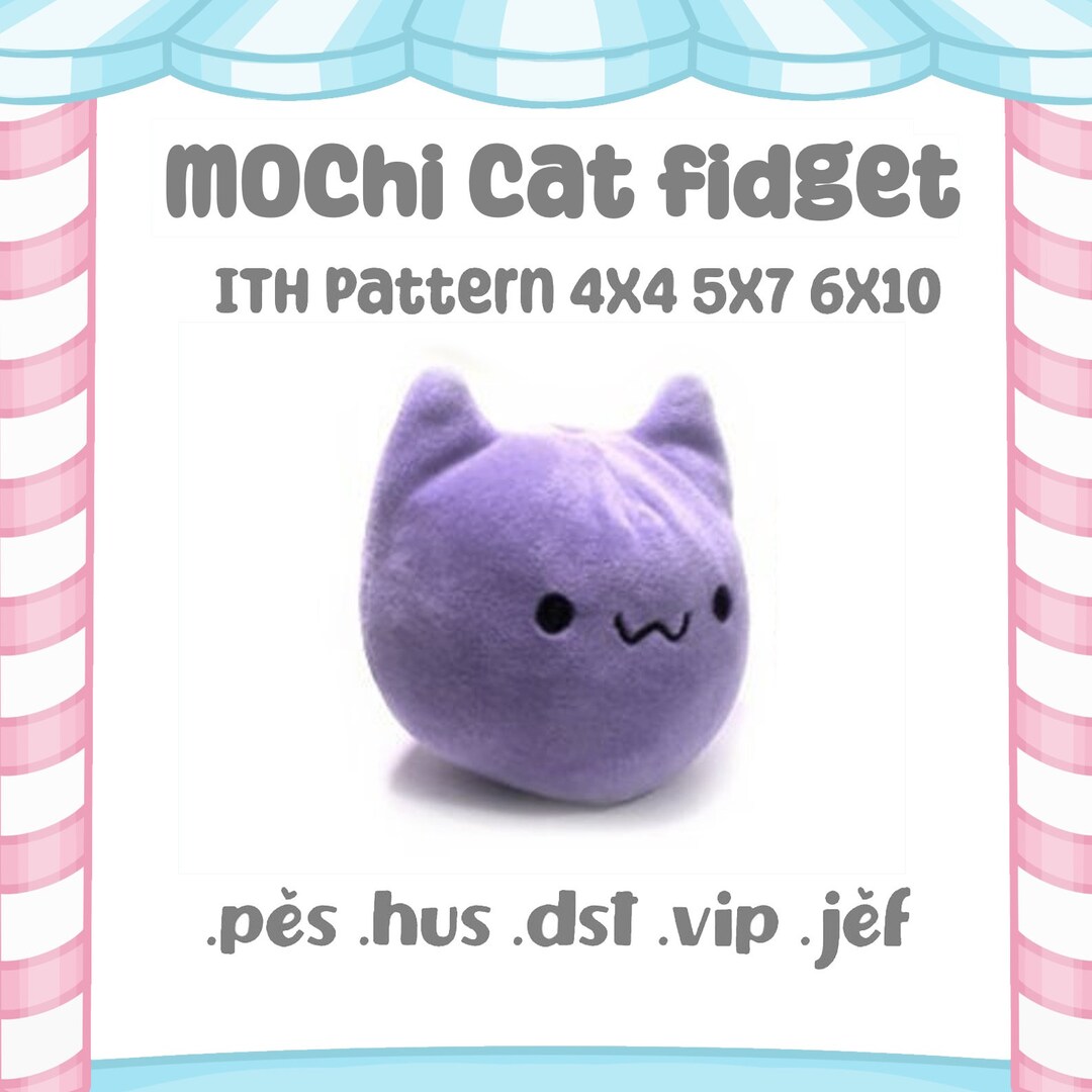 Mochi Cat Squishy Kawaii ITH Embroidery Pattern Fidget Stim Toy Tiny ...