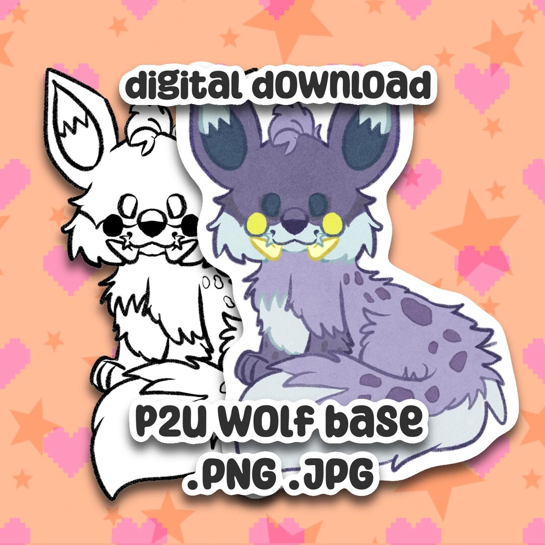 Wild Wolf Art Base P2U - Nostalgic Y2K Virtual Pet Digital Stamp Furry ...