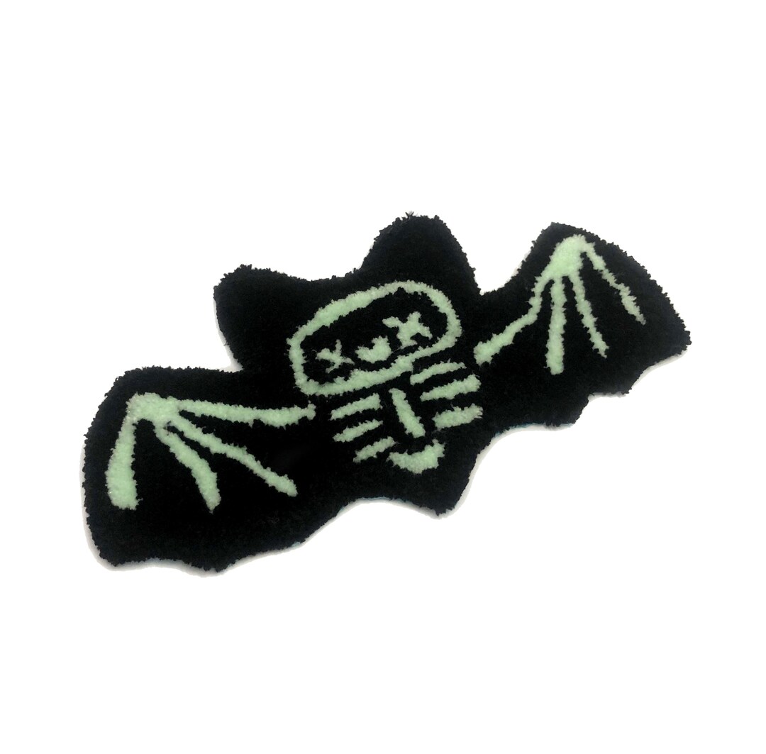 Bat Skeleton Black and Green Keyboard Rug Fluffy Pastel Handmade ...