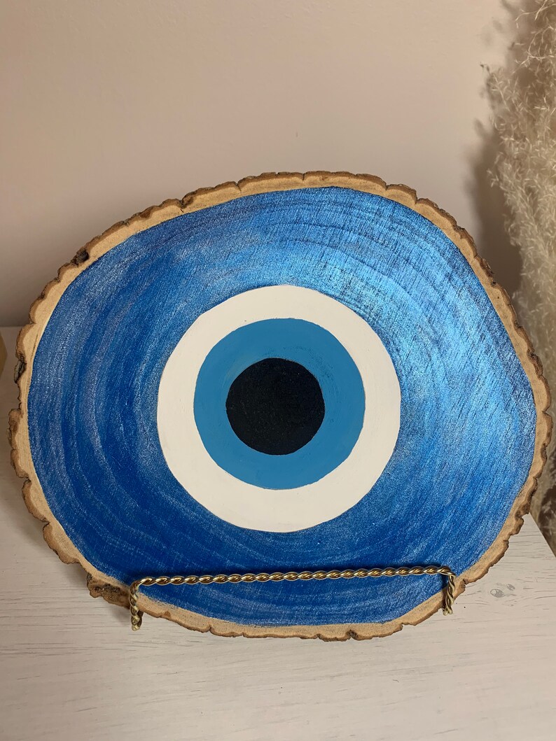 Evil Eye Painting for Protection 20x20cm Tree Ring Canvas - Etsy