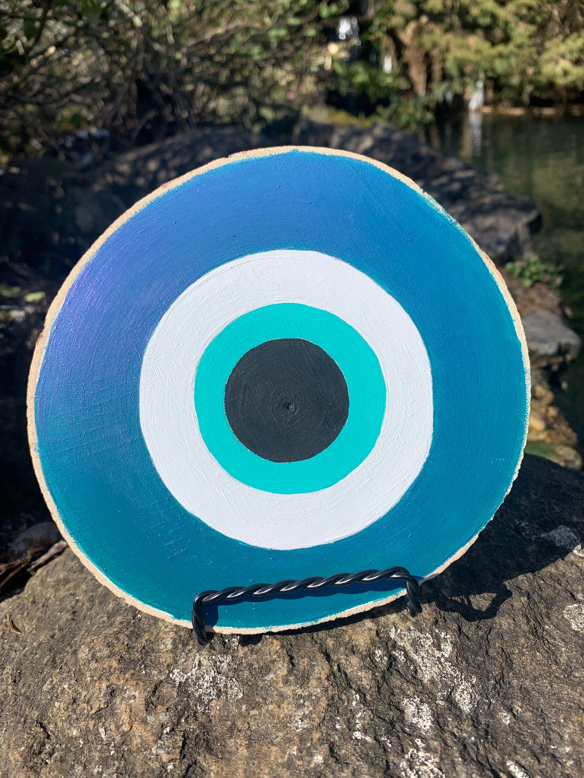 Evil Eye Painting for Protection 15x15cm Tree Ring Canvas - Etsy