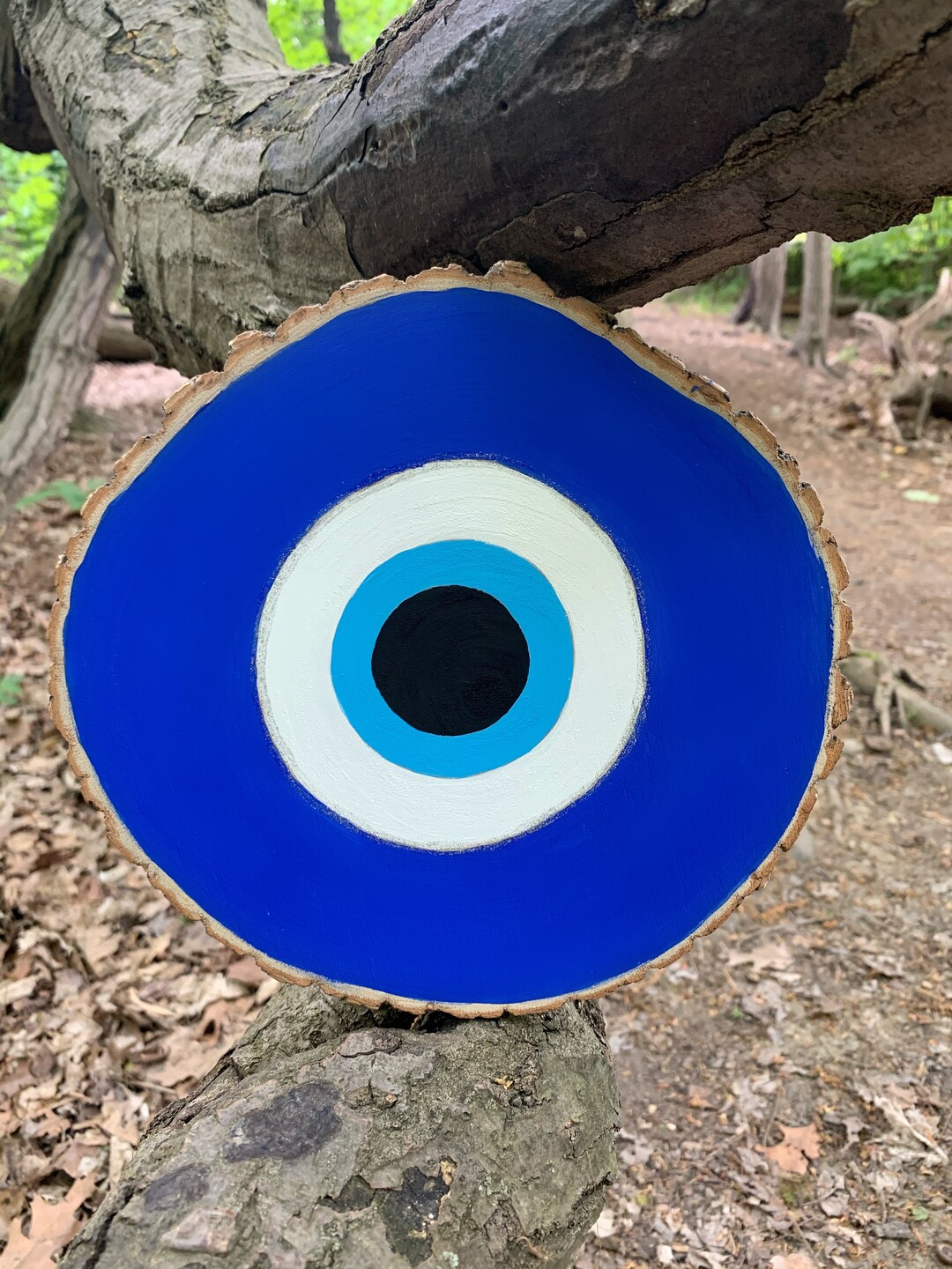 Evil Eye Painting for Protection 20x20cm Tree Ring Canvas - Etsy