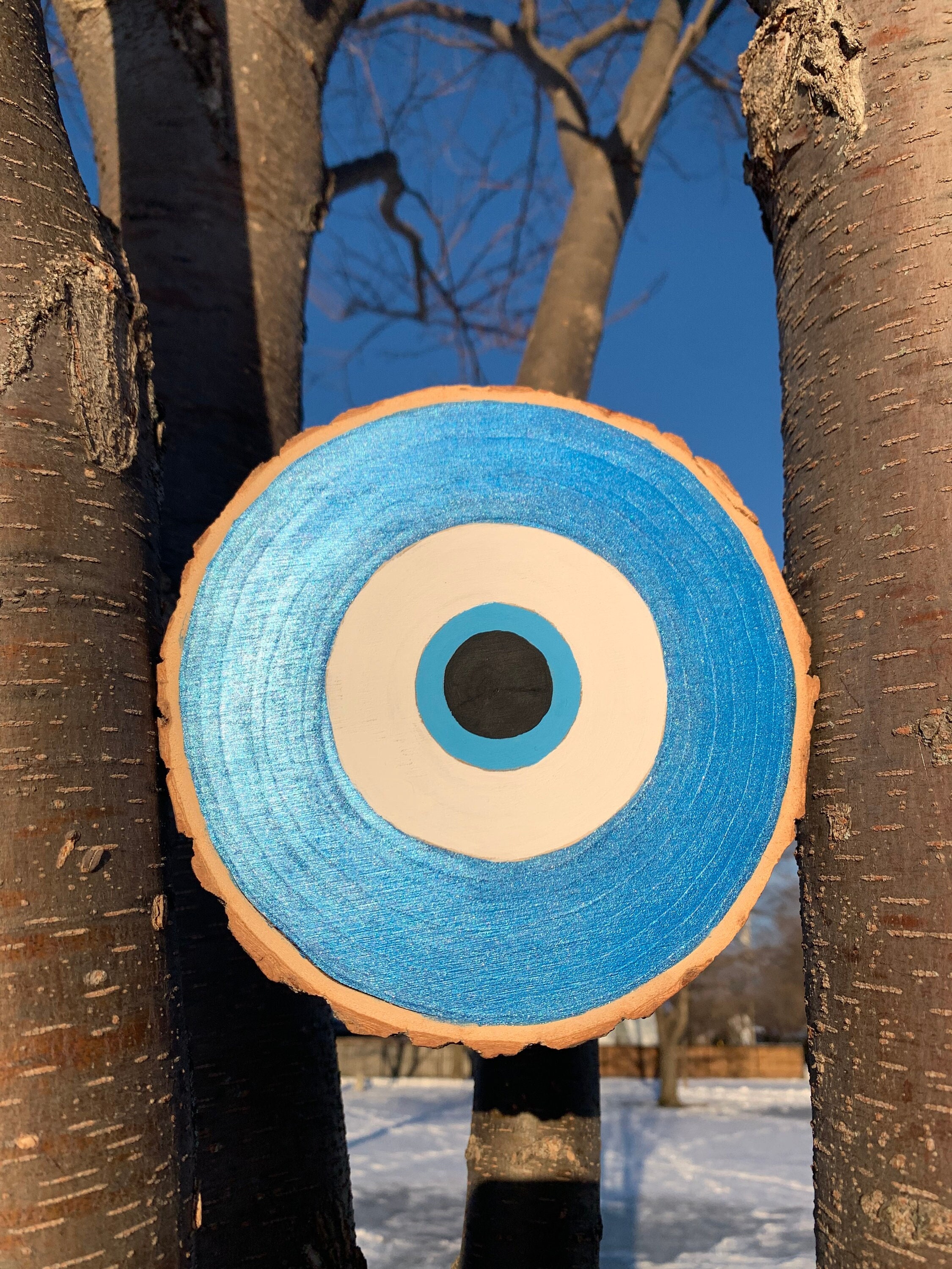 Evil Eye Painting for Protection 15x15cm Tree Ring Canvas - Etsy