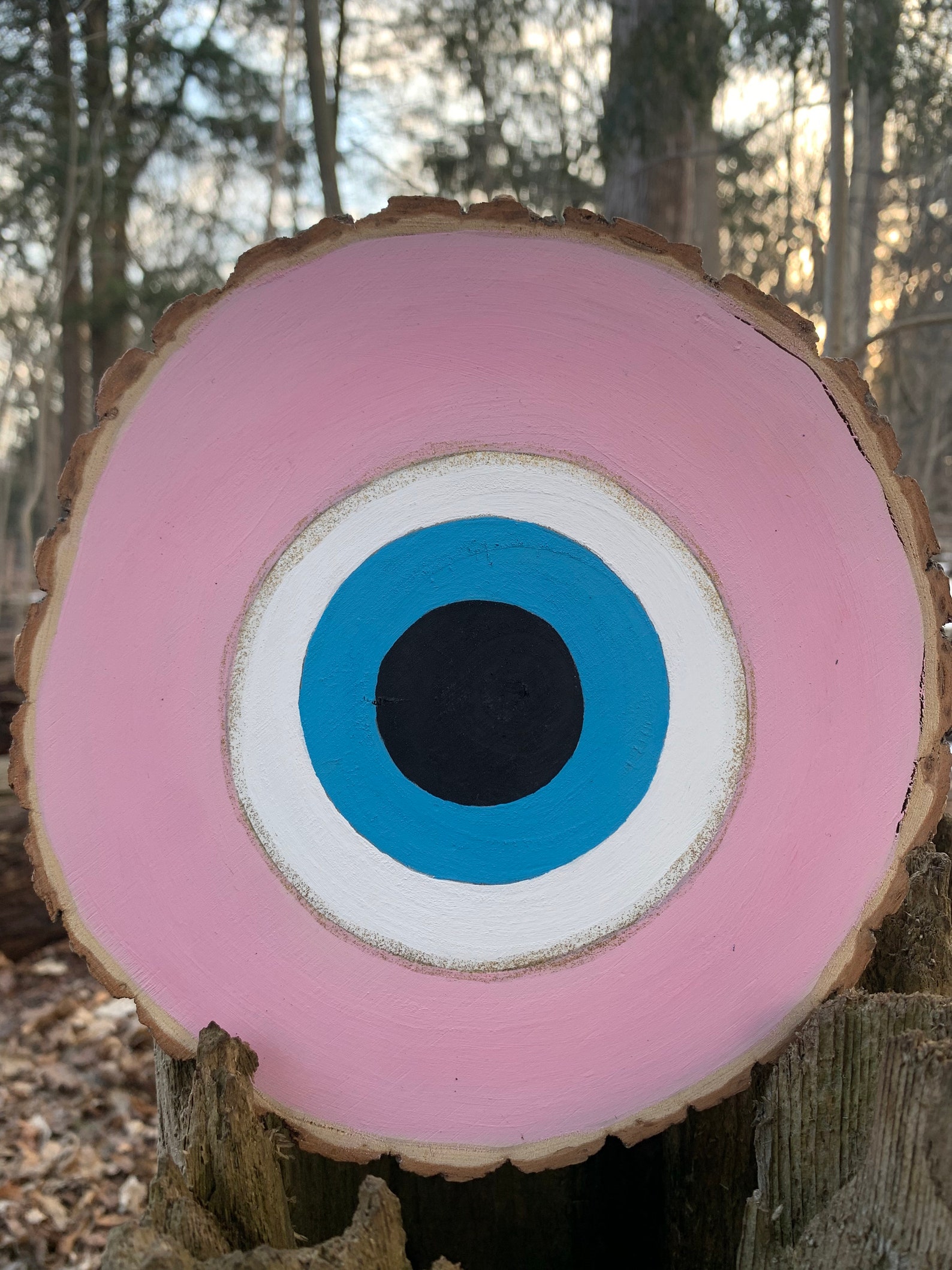 Evil Eye Painting for Protection 20x20cm Tree Ring Canvas - Etsy