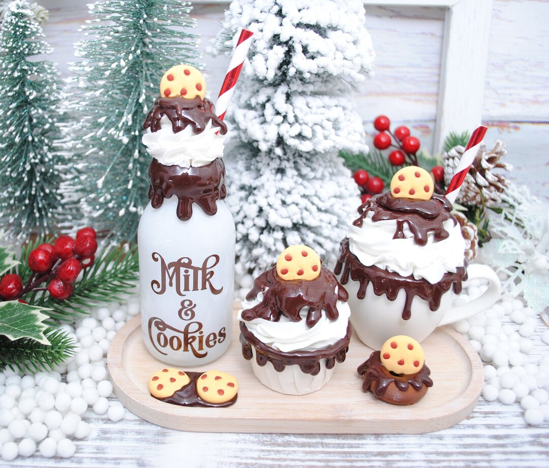 Faux Milk and Cookies Santa Tray - Milk & Cookies Tray Bundle ...