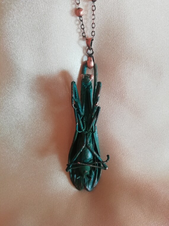 Real Praying Mantis Copper Jewelry Necklace Pendant Insect - Etsy