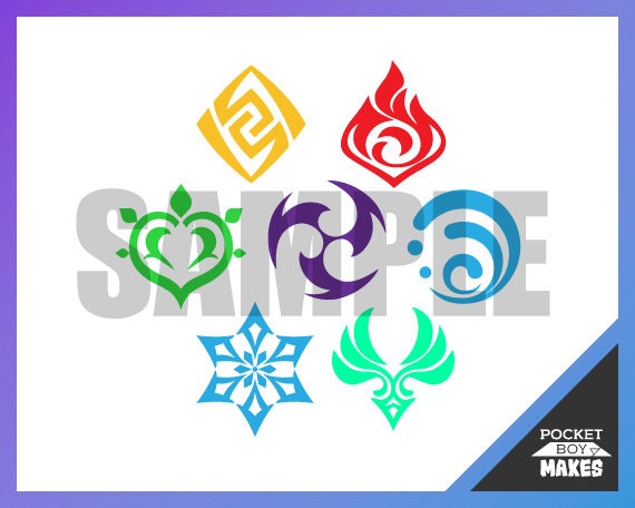 Elemental Icons Genshin Impact Decal | Etsy
