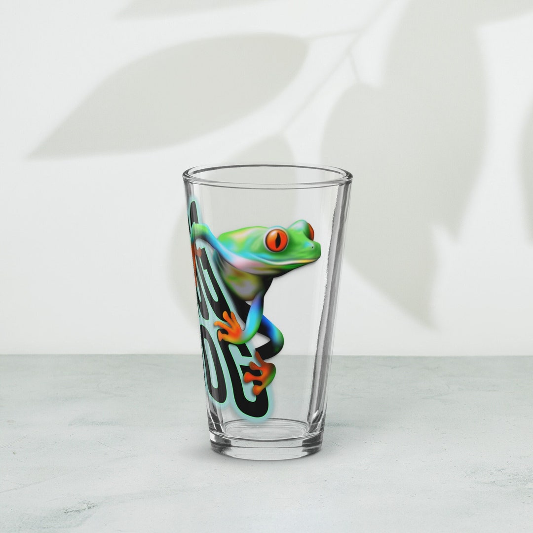 Drinking Glass With Hand-drawn Tree Froggy and 'frog Nog' Text - Etsy