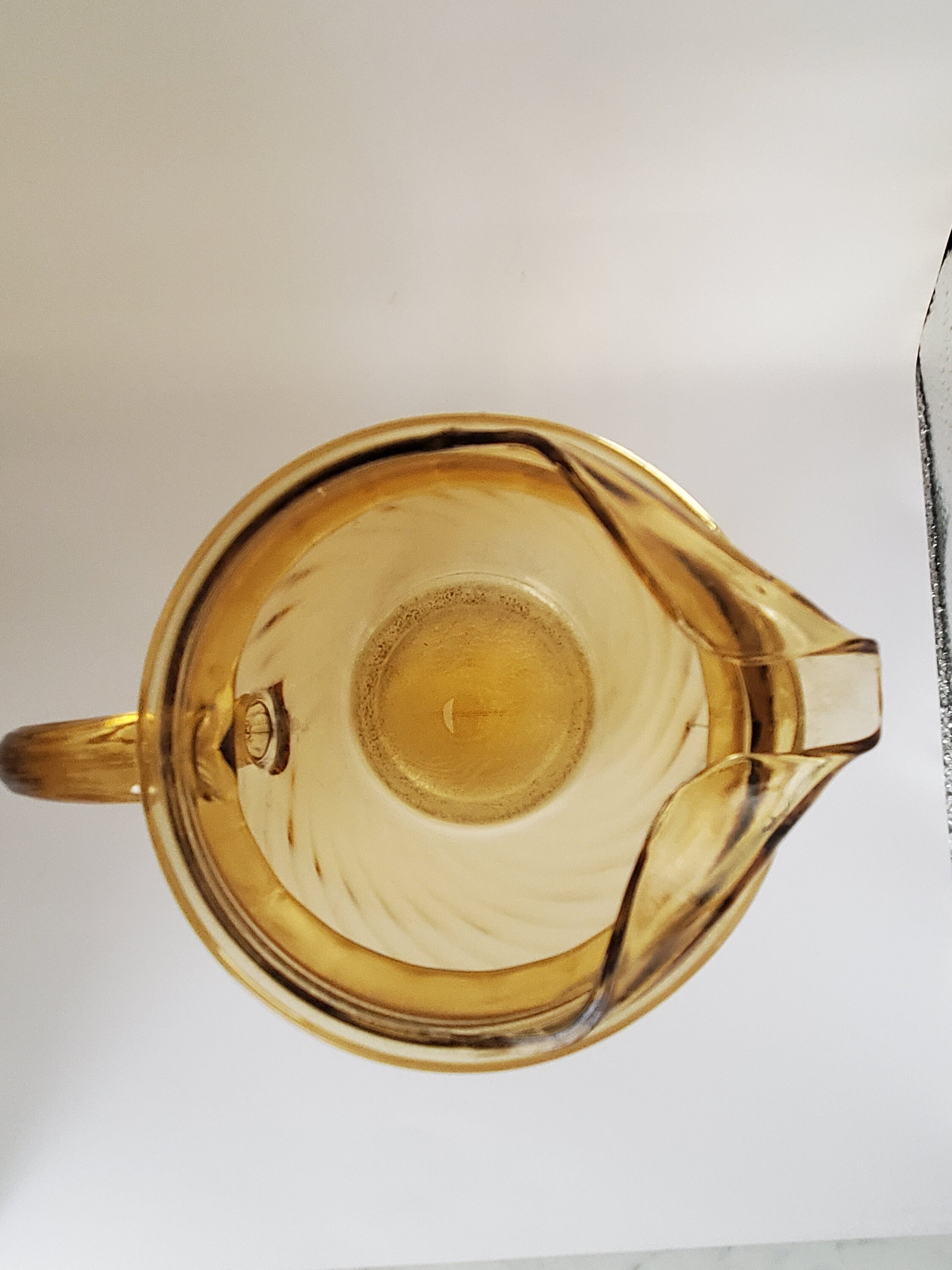 Anchor Hocking Swirled Glass Amber Yellow Water Pitcher Vintage Retro ...