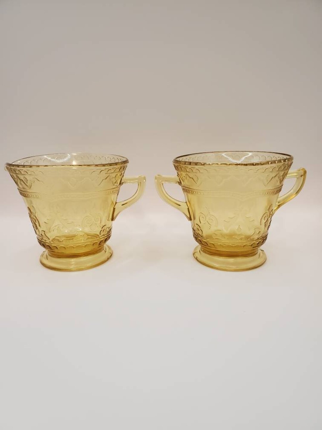 Amber Federal Glass Sugar and Creamer Reflections Pattern Depression ...