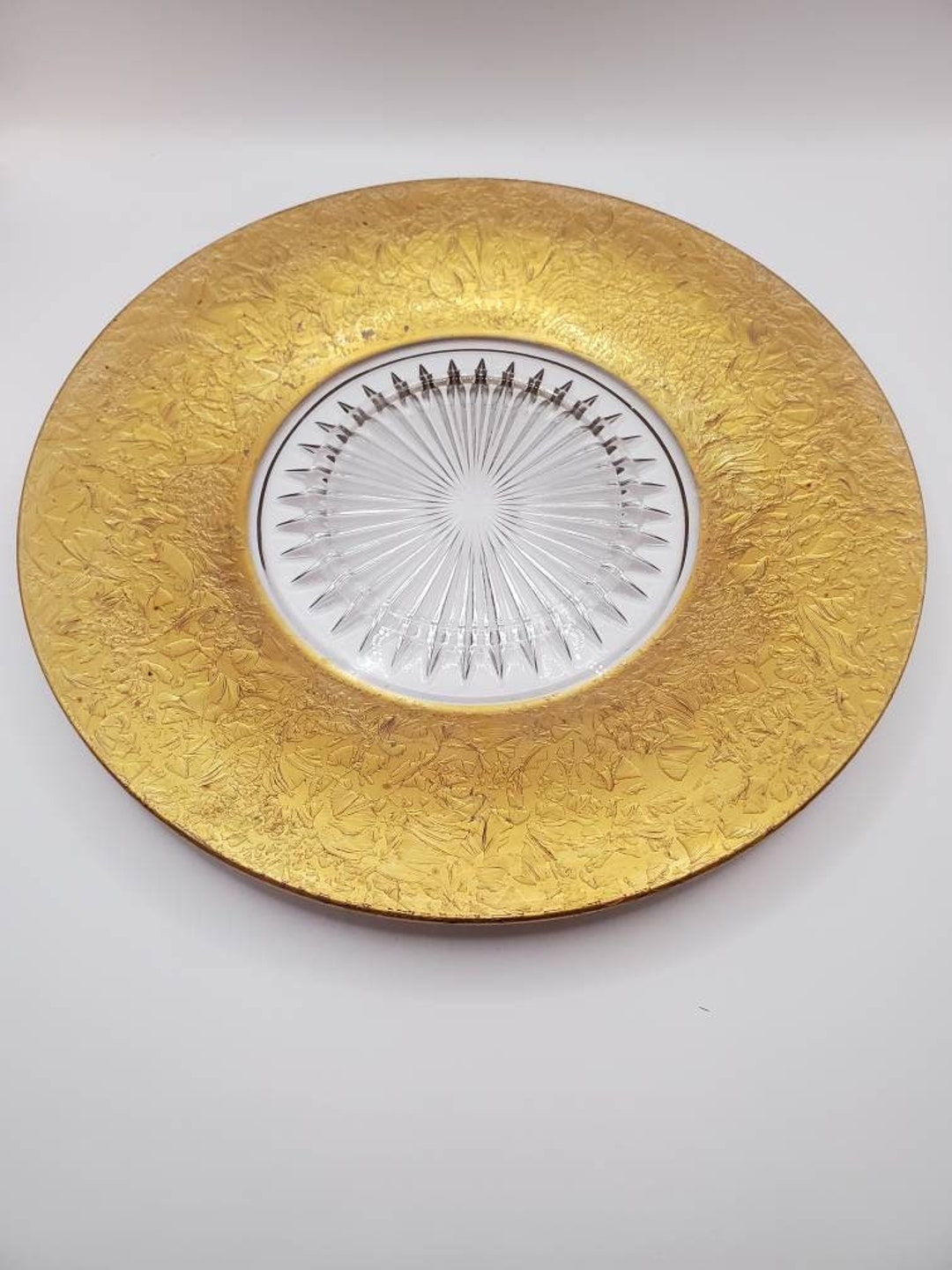 Vintage Glass Cake Plate Gold Rim Retro - Etsy