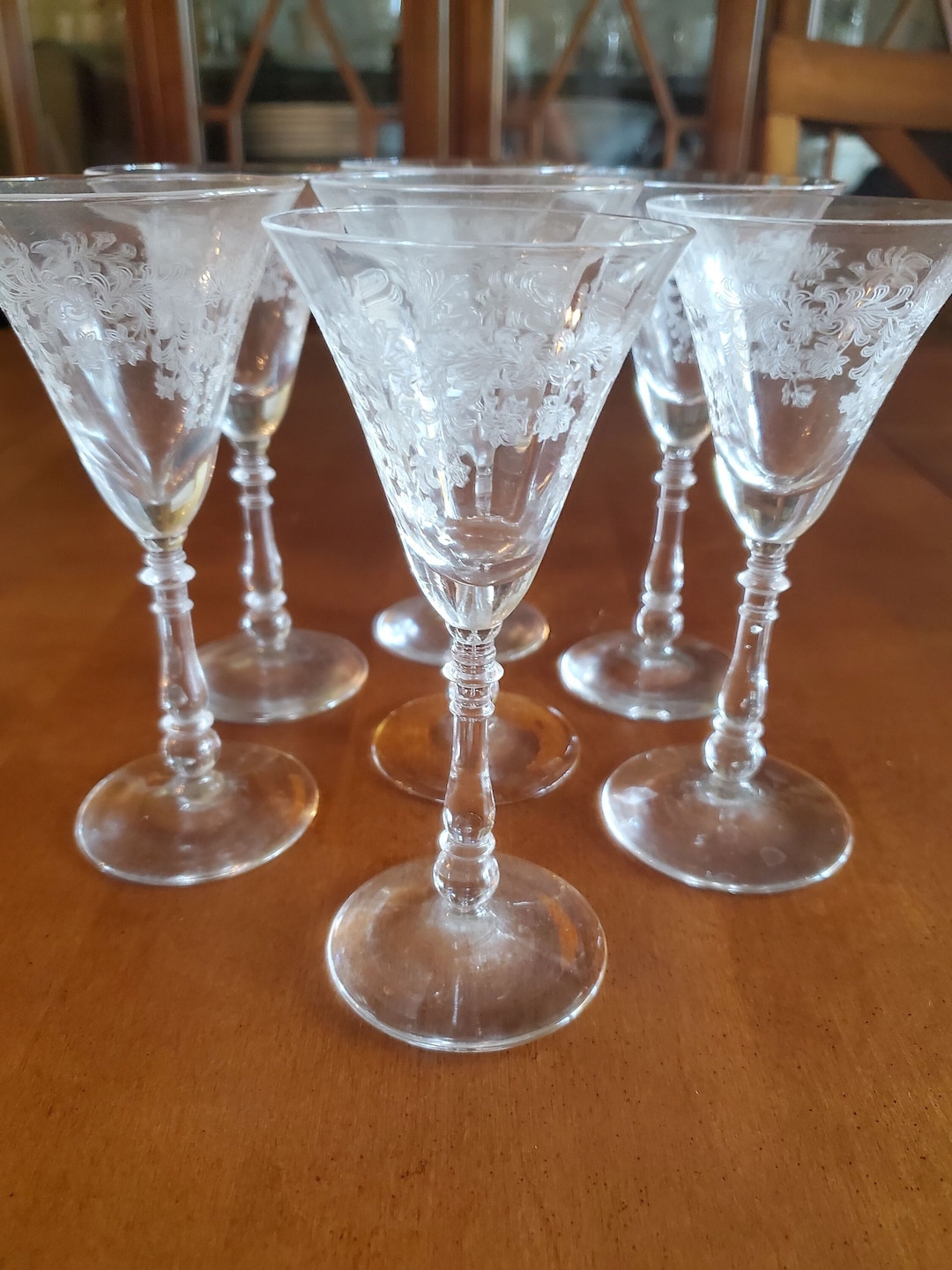 7 Crystal Sherry Glasses Bryce Etched fern Leaf - Etsy