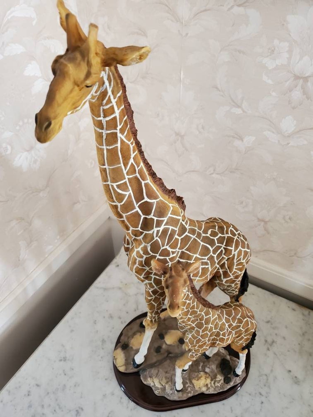 Giraffes on Oval Wood Base Large - Etsy