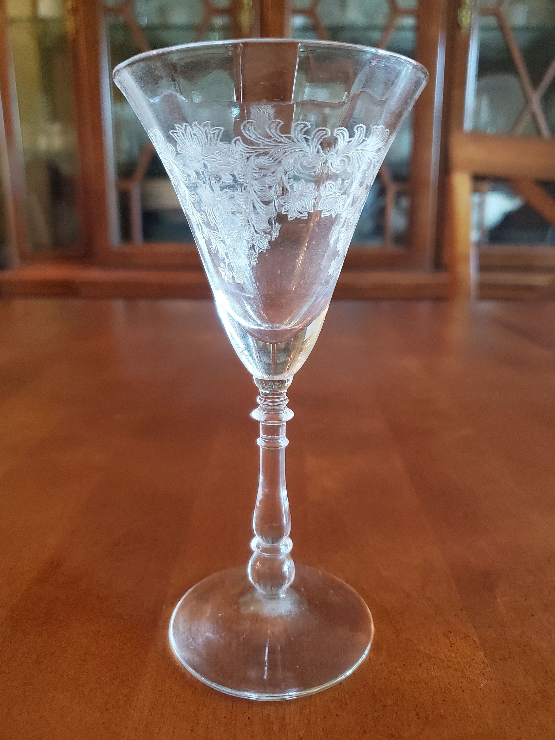 7 Crystal Sherry Glasses Bryce Etched fern Leaf - Etsy