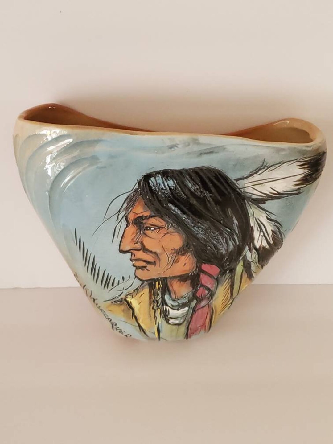 Rick Wisecarver Art Pottery Vase: Native American Motif Wall Hanging - Etsy