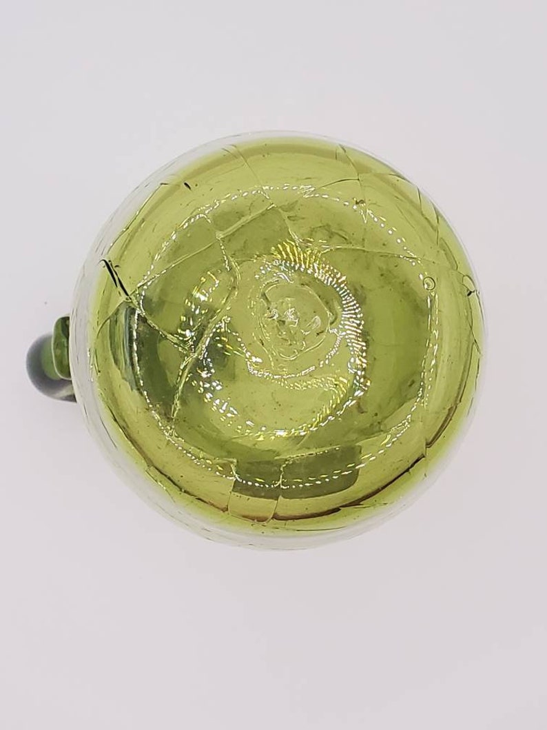 Jamestown Hand Blown Green Crackle Glass Pitcher With Handle Vase - Etsy