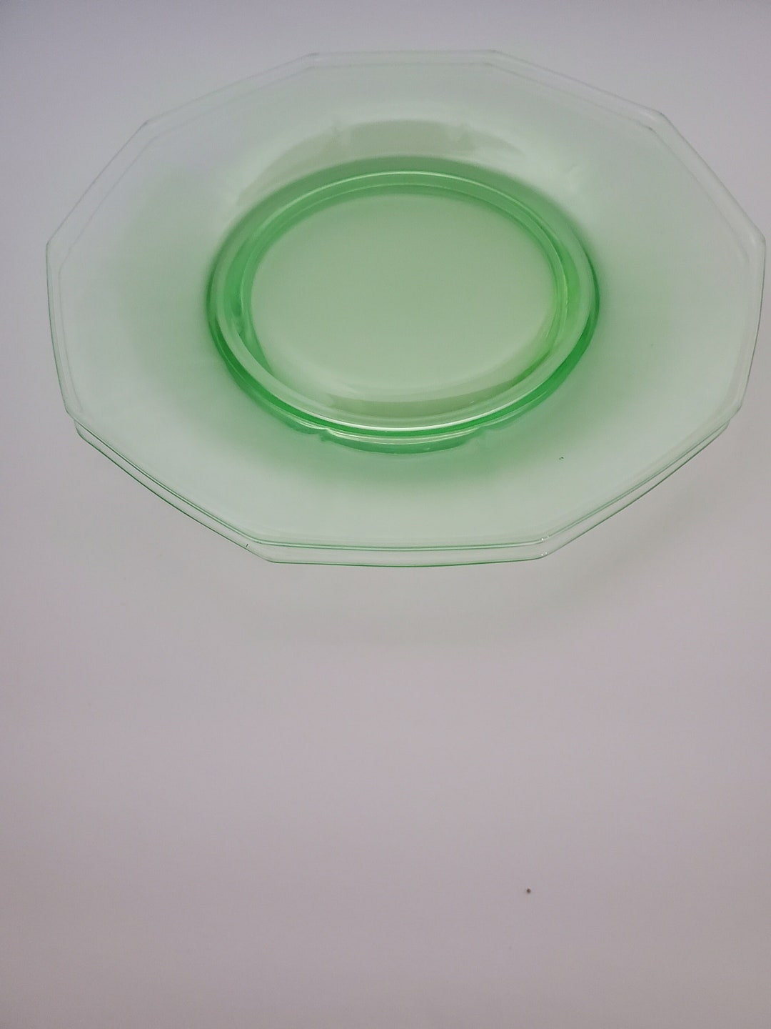 2 Depression Glass Uranium Decagon Luncheon Plates 1930s Set of 2 - Etsy