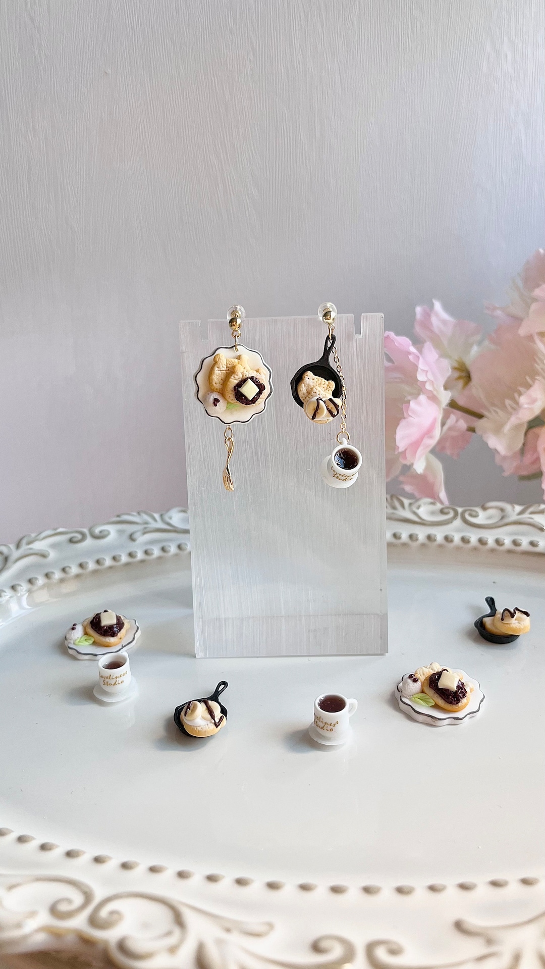 Ogura Toast Dangle Earrings | Kawaii Polymer Clay, Kissaten Cafe - Etsy