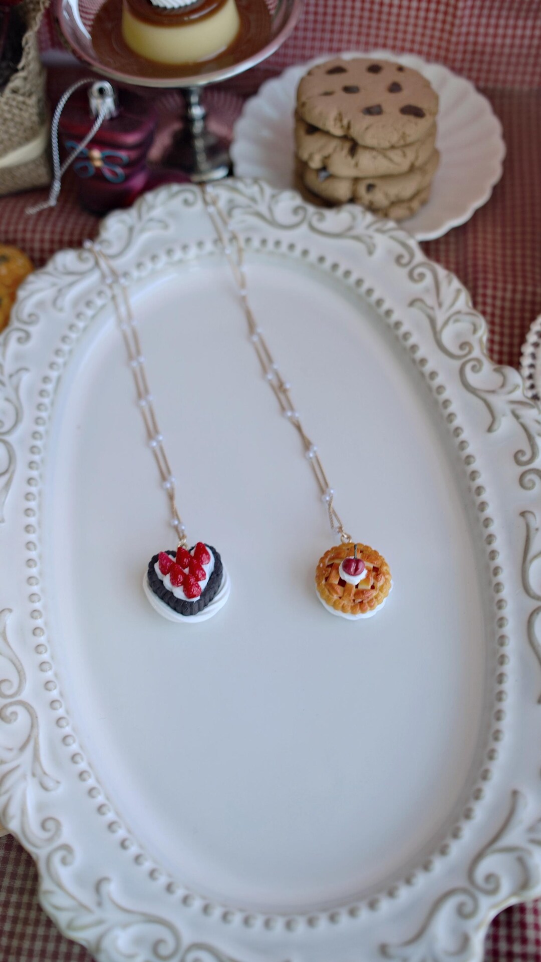 Fruits Pie Necklaces | Polymer Clay Necklace | 18k Gold Chain - Etsy