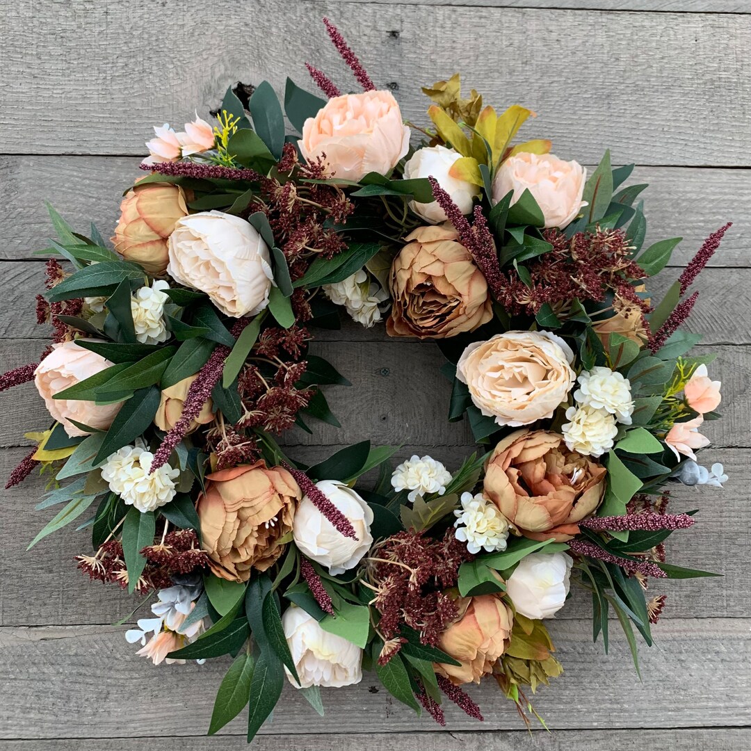 Fall Peony Wreath, Fall Wreath for Front Door, Autumn Wreath, Fall ...