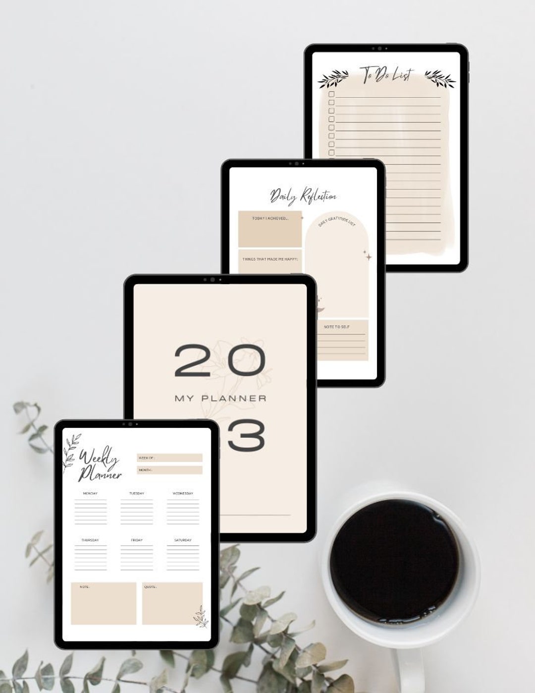 Digital Brown Minimalistic Aesthetic Monthly Planner - Etsy