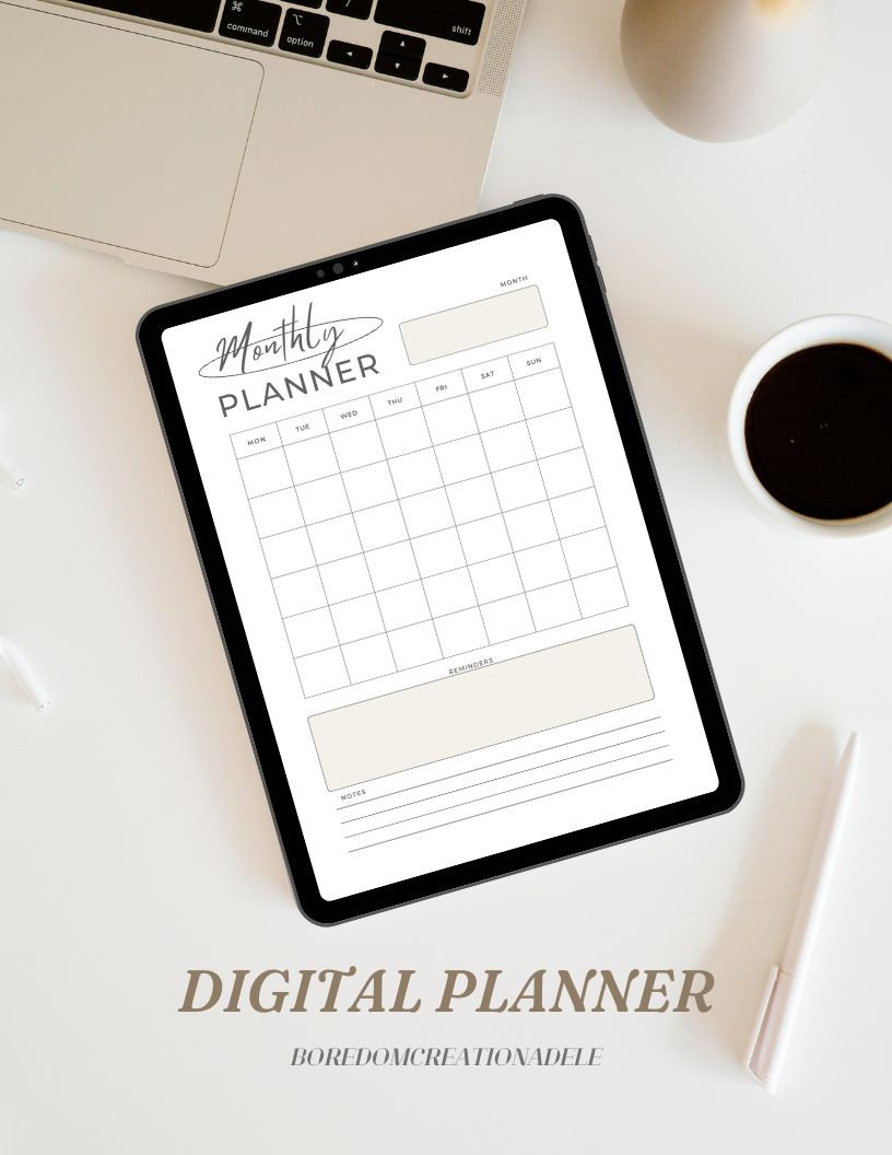 Digital Brown Minimalistic Aesthetic Monthly Planner - Etsy