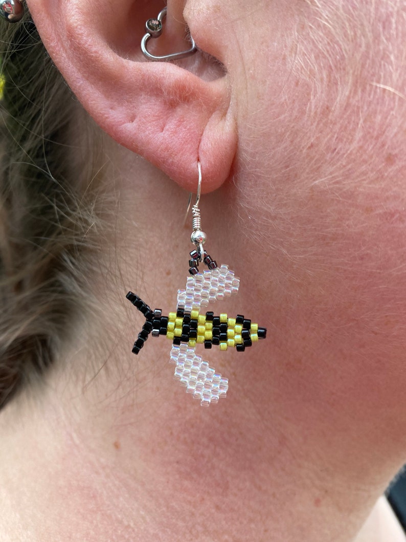 Honey Bee Miyuki Beaded Dangle Earrings, Hand Woven - Etsy
