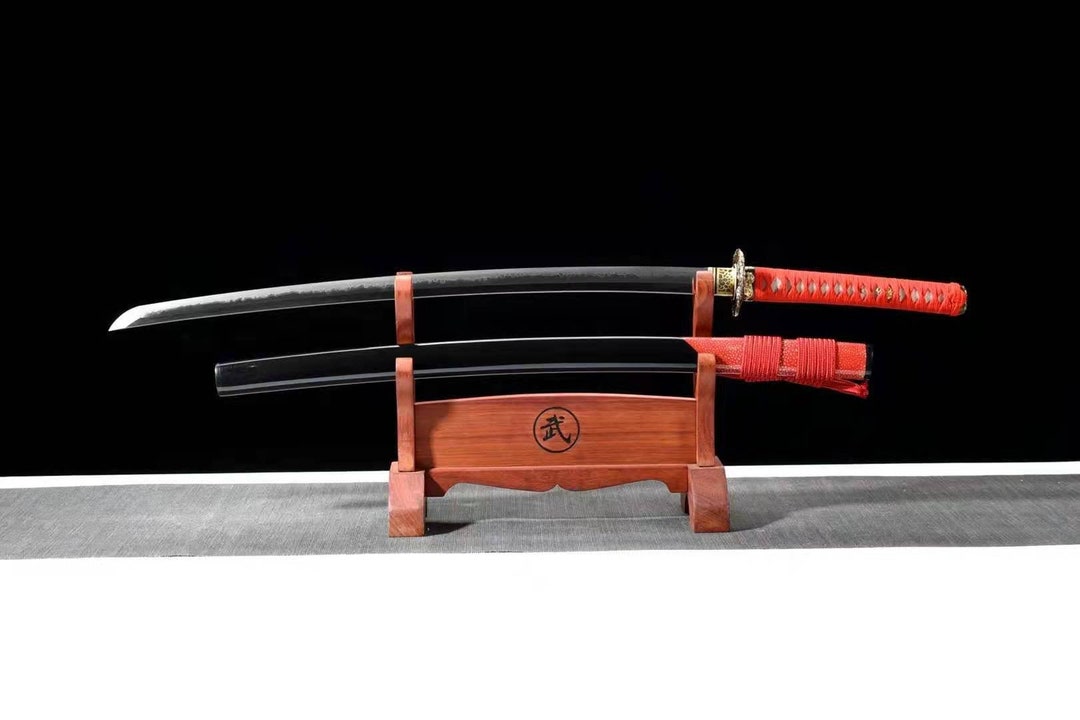 T10 Steel T-shaped Burnt Blade Finely Carved Gilt Silver Bronze Samurai ...