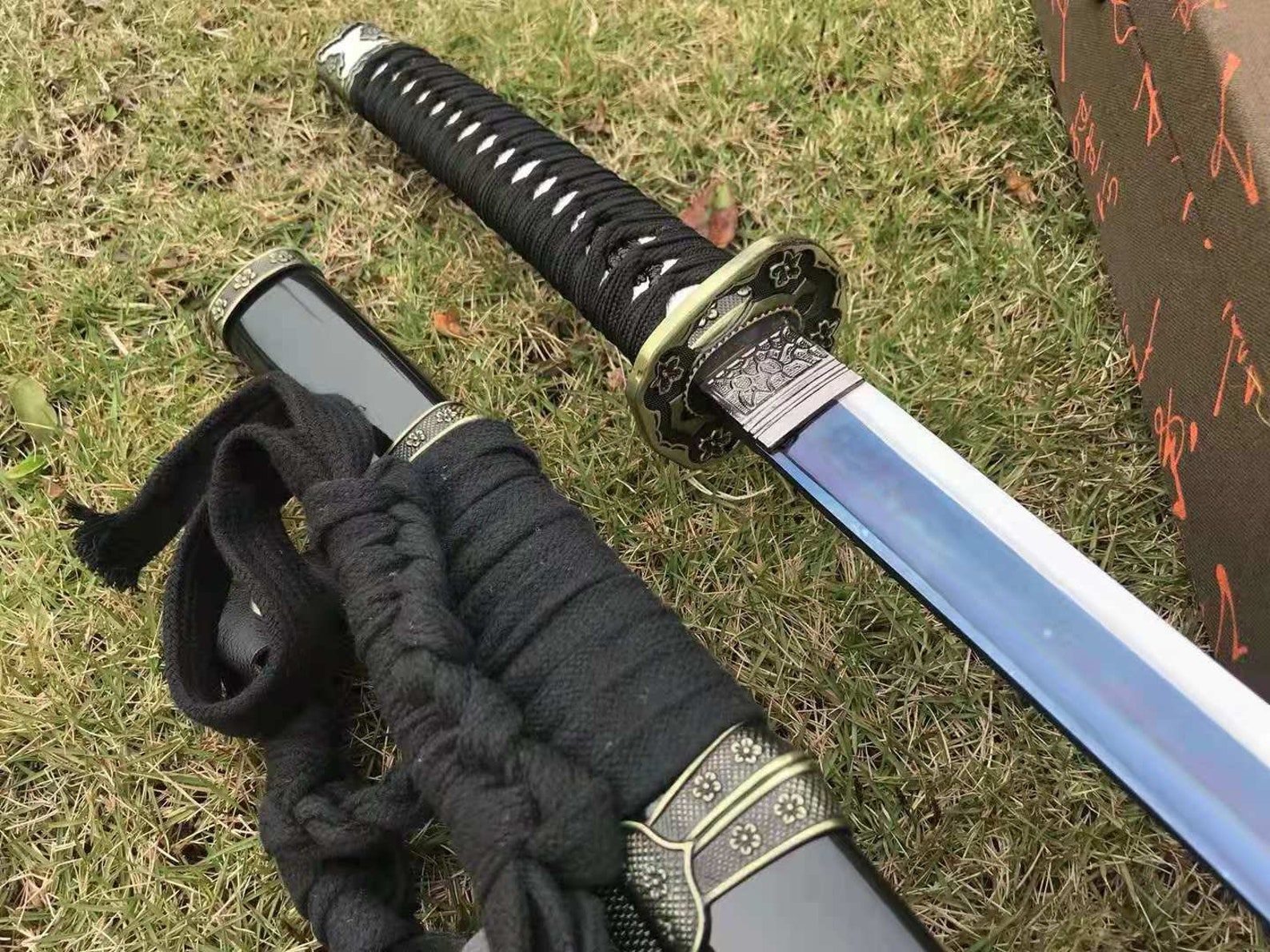 Handmade Carbon Steel Sword Straight Blade Line Samurai Sword | Etsy