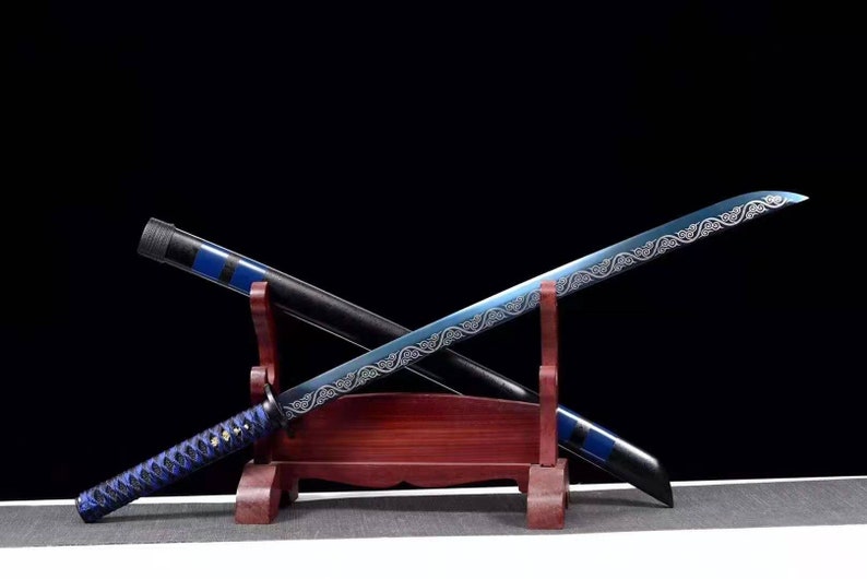 Blue Samurai Sword Handmade Blue Blade High Carbon Steel Real | Etsy