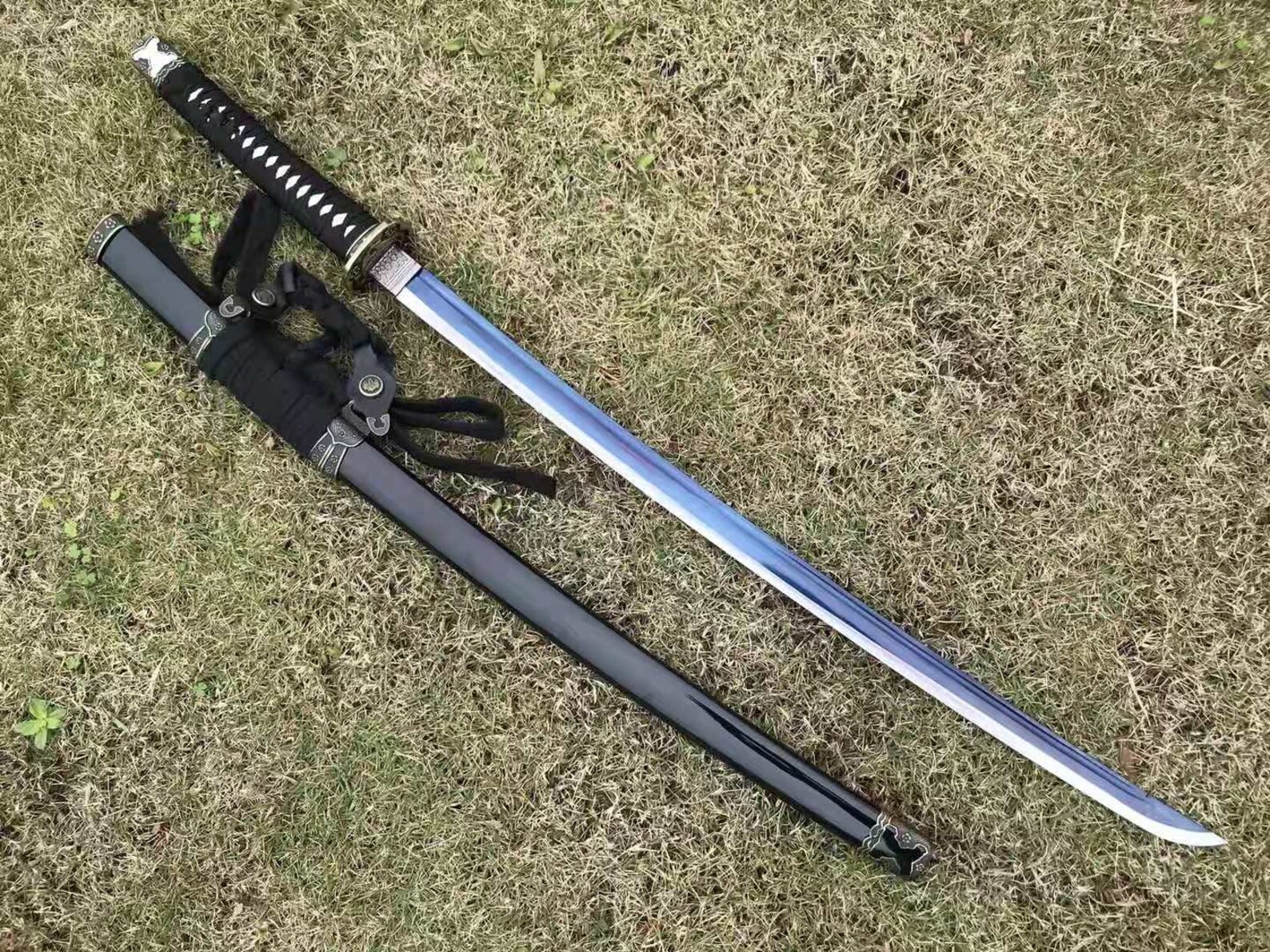 Handmade Carbon Steel Sword Straight Blade Line Samurai Sword | Etsy