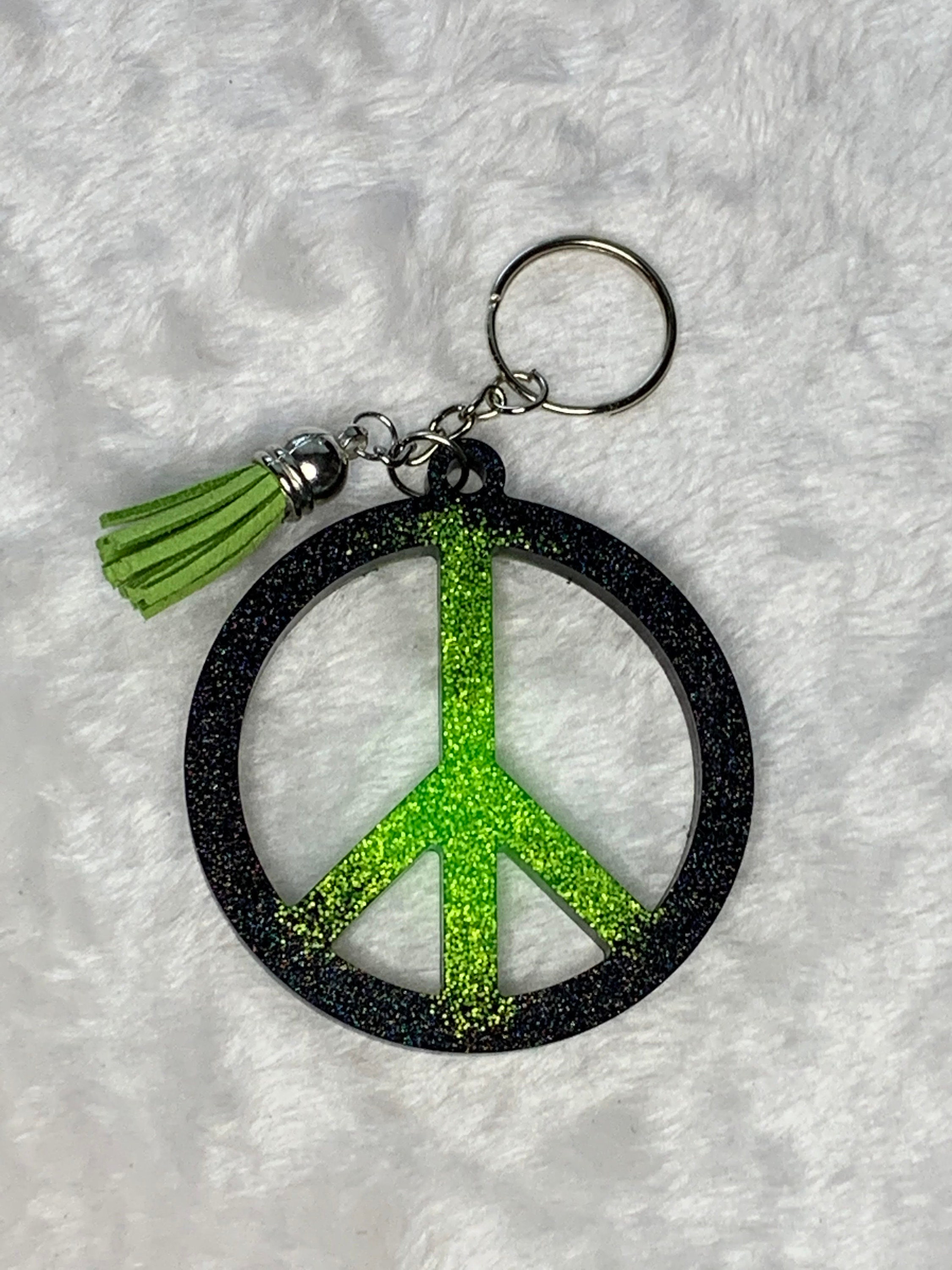 Resin Peace Sign Keychain With Tassel - Etsy