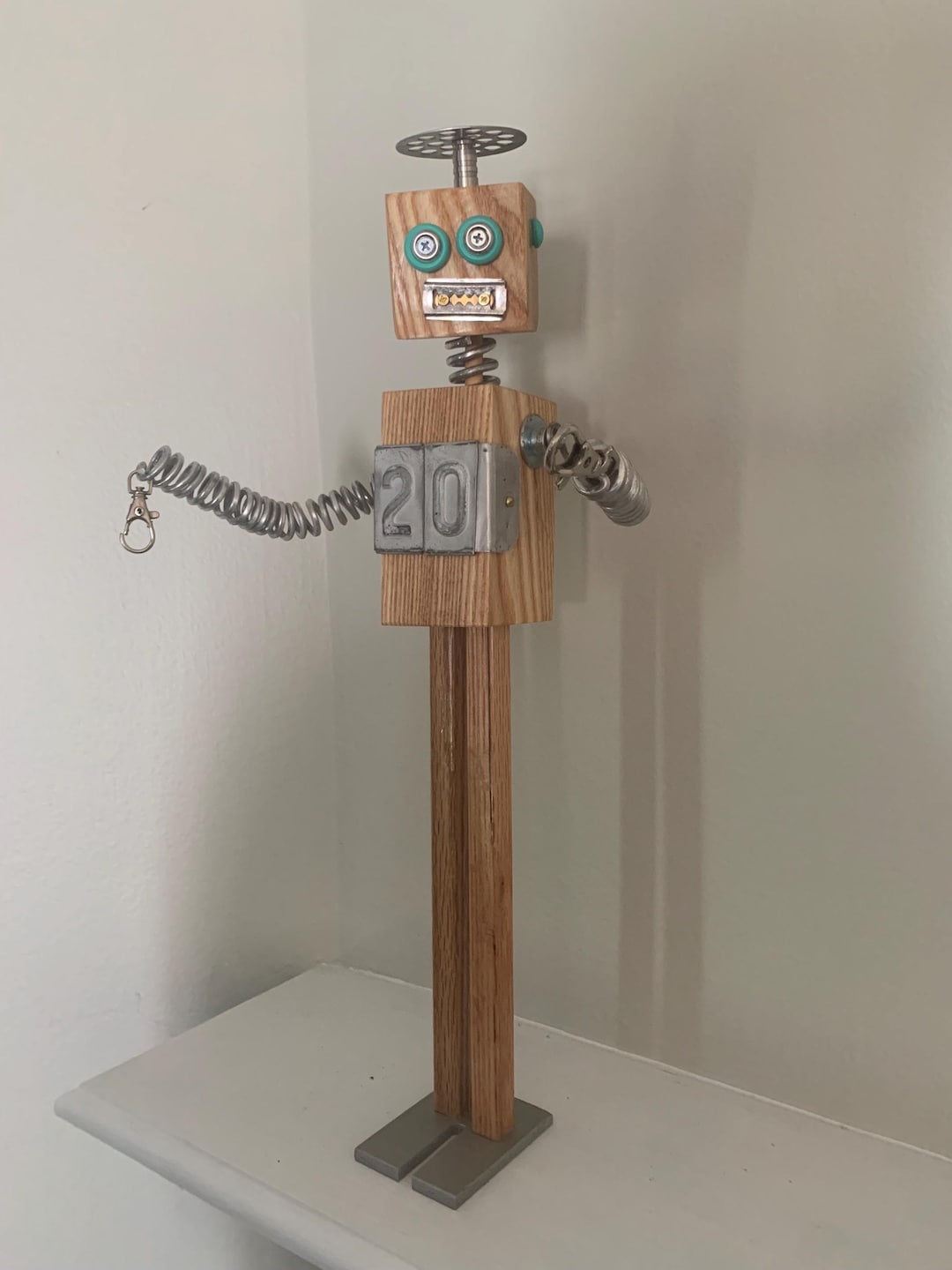 Hand Finished Wooden Robot Sculpture - Grouchy Desk Decor (15" Tall) - Etsy