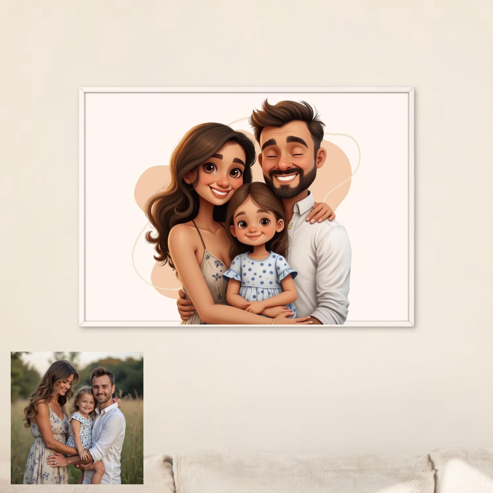 Family Personalized Cartoon Illustration Custom Portrait From Photo ...
