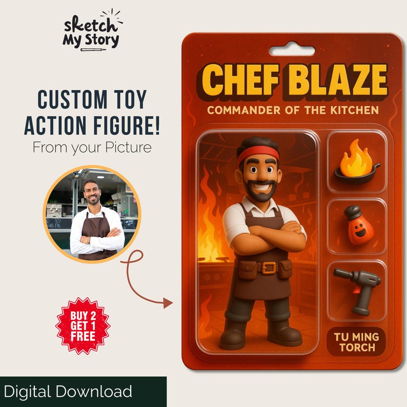 Custom Action Figure Portrait From Photo Personalized Digital Toy Box ...
