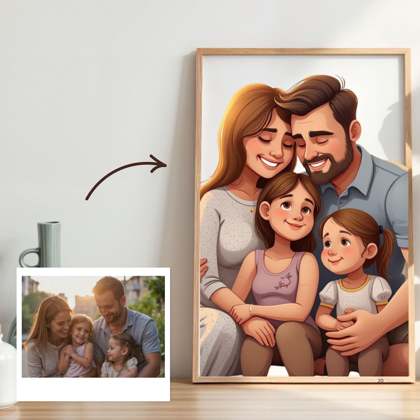Family Personalized Cartoon Illustration Custom Portrait From Photo ...
