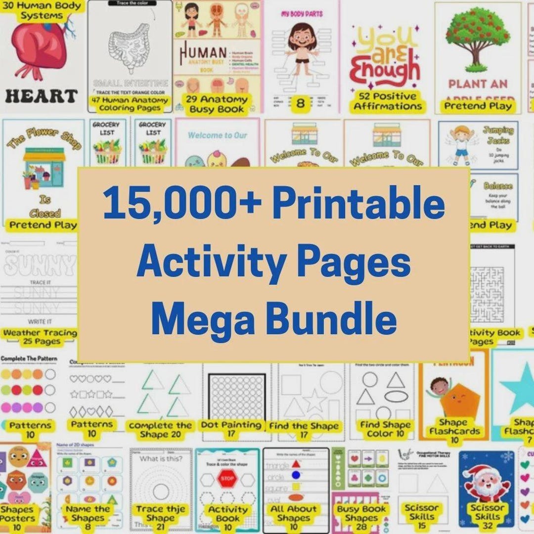 15,000+ Printable Activity Pages Mega Bundle for Preschool ...