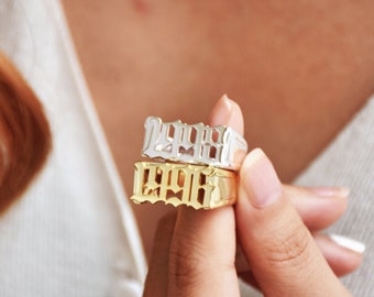 Gold Birth Year Ring - Etsy