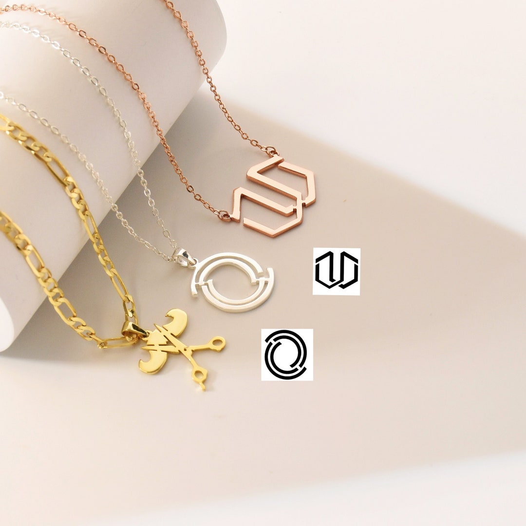 Custom Logo Necklace Logo Necklace Charm Stainless Steel - Etsy