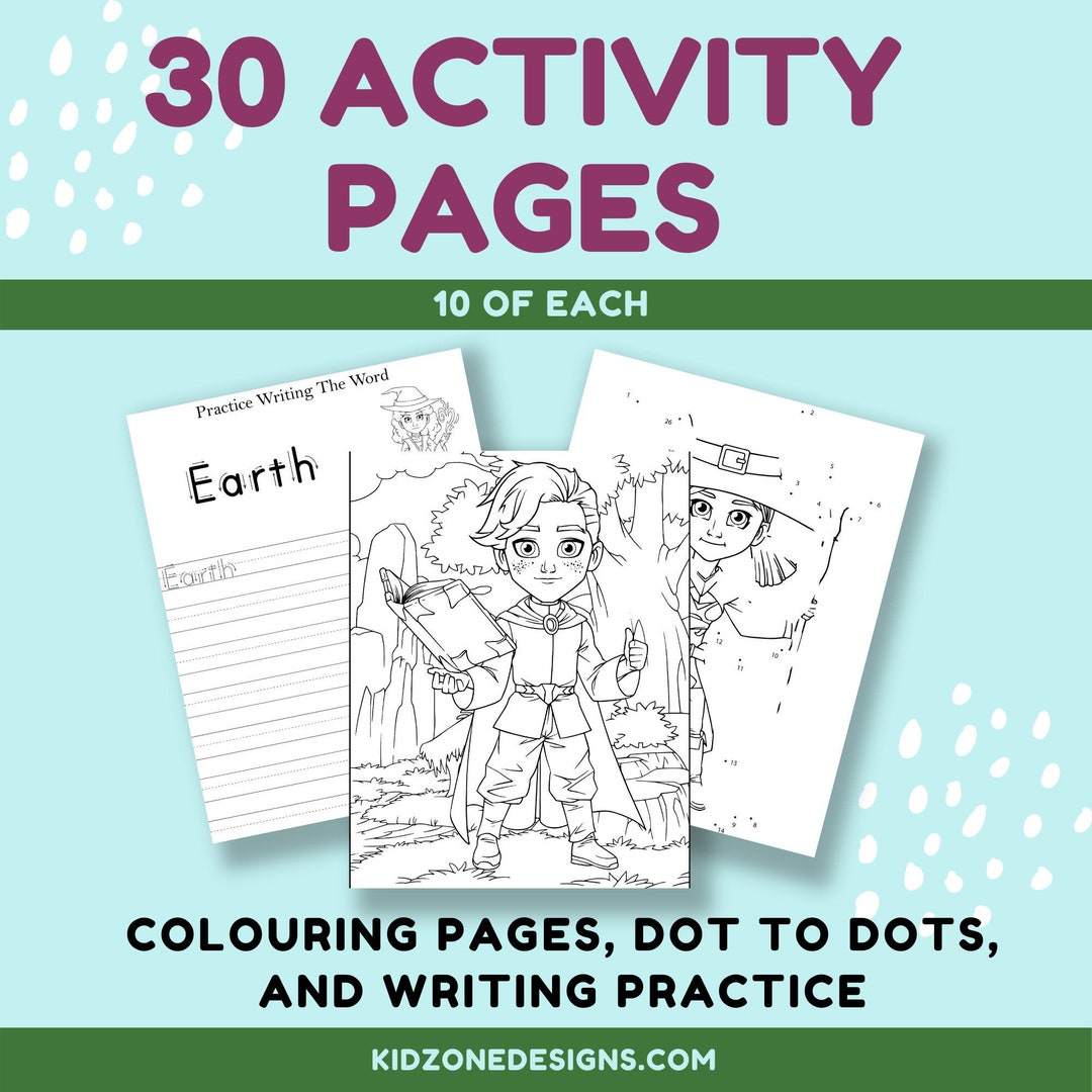 Wizard Activity Pack 3: Colouring, Dot to Dot, Writing, Stickers - Etsy