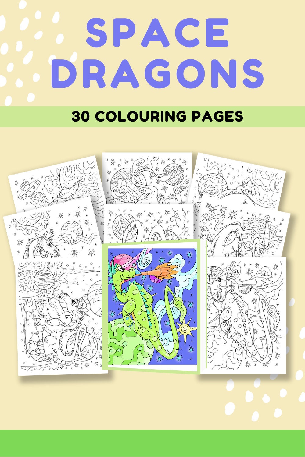 Space Dragons Colouring Pages - Etsy
