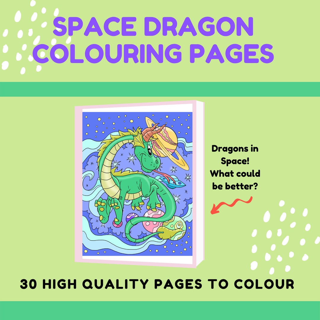 Space Dragons Colouring Pages - Etsy