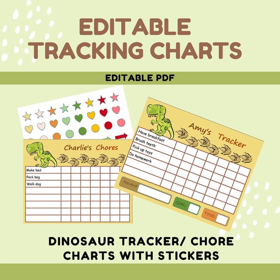 Editable Dinosaur Tracking Charts | Etsy