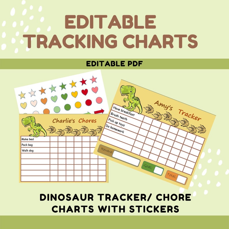 Editable Dinosaur Tracking Charts - Etsy